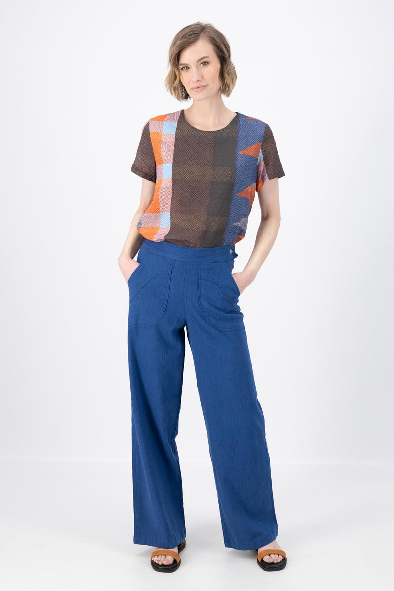 Peggy Long Pants Lino Cobalt Blue in Linen | Olga de Polga