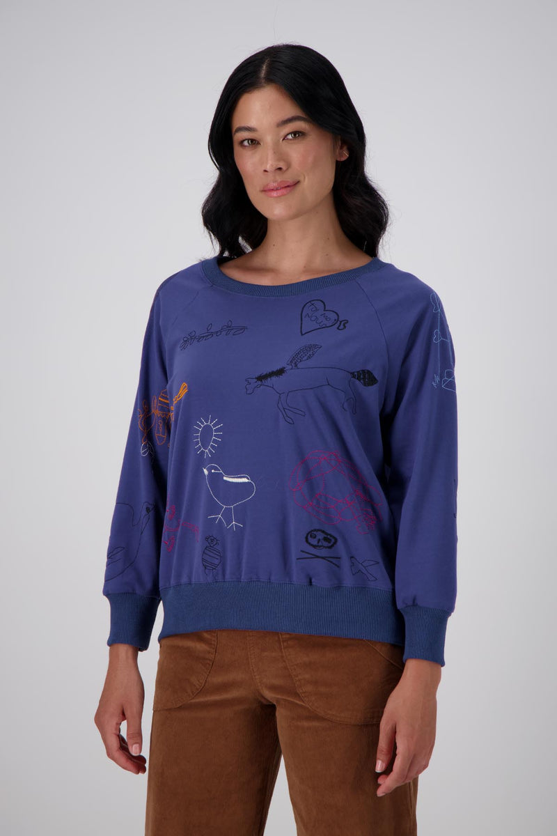 Montage Sweatshirt Cobalt Blue in Embroidered Cotton – Olga de Polga