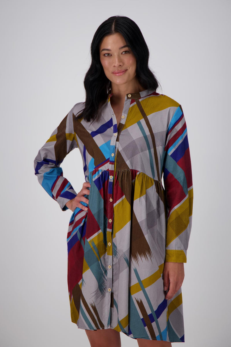 Tunic Dress in Crossroads Primary printed Fine Cord – Olga de Polga