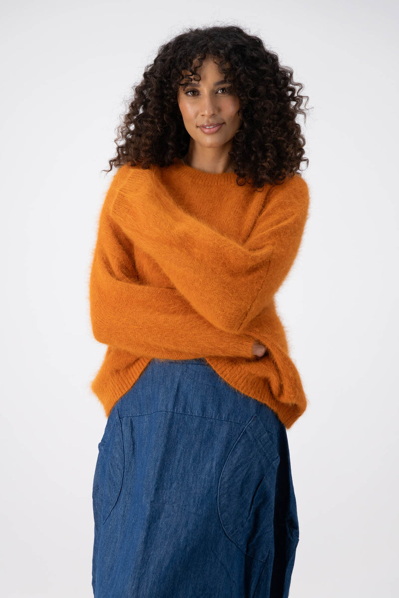 Women's Cosy Angora Knit Sweater in Orange | Olga de Polga