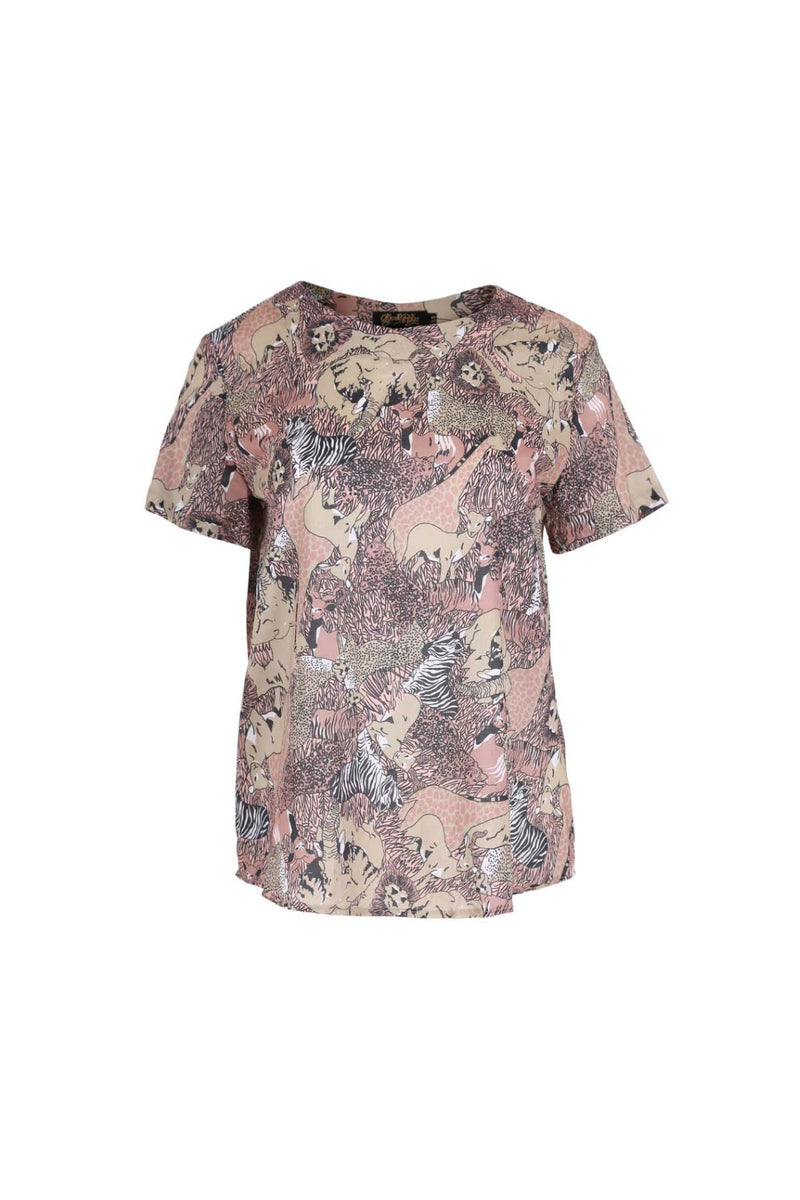 Women's Printed Cotton Samba Top in Salmon | Olga de Polga